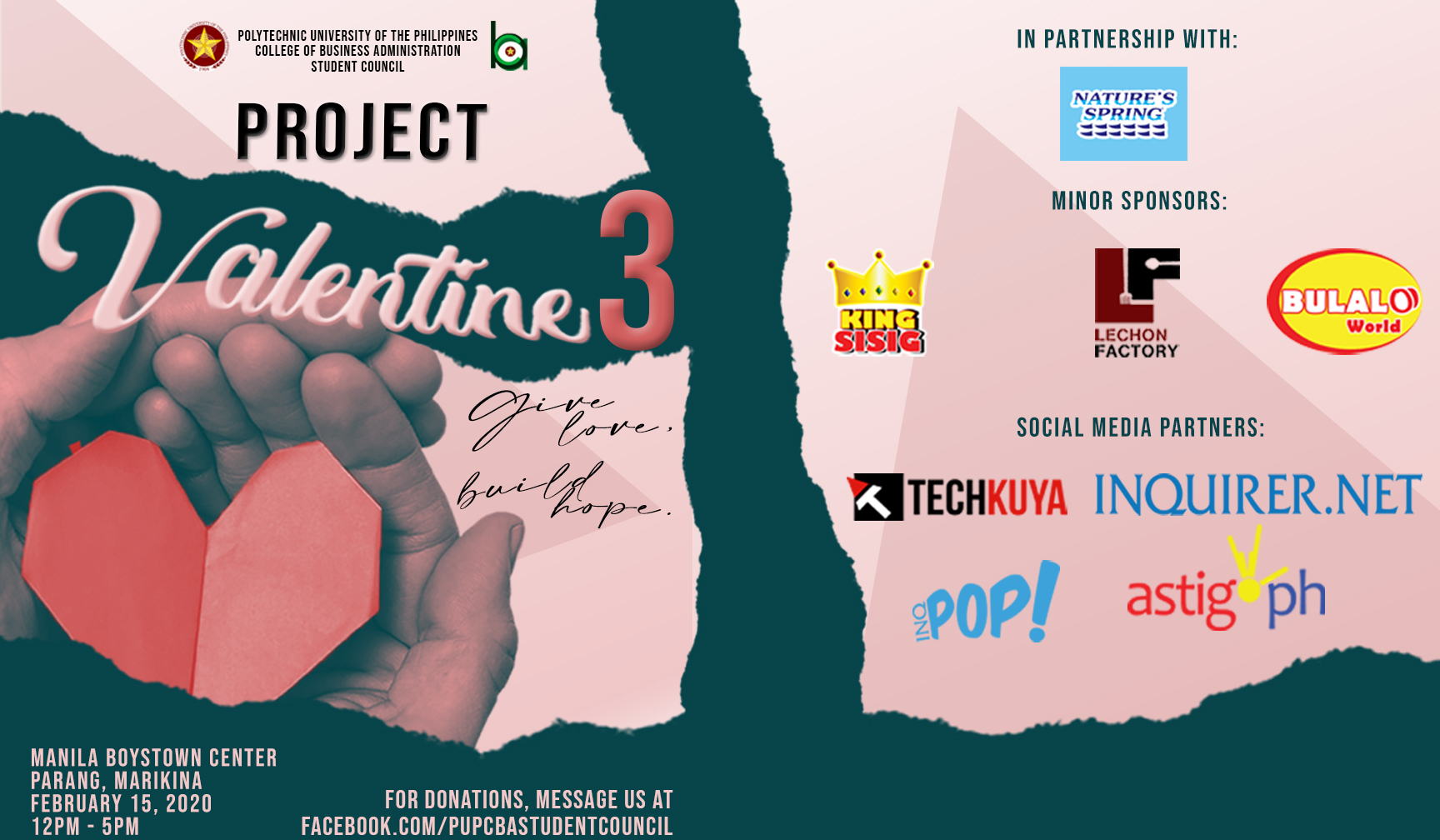 Project Valentine 3: “Give Love, Build Hope” An Outreach program [event ...