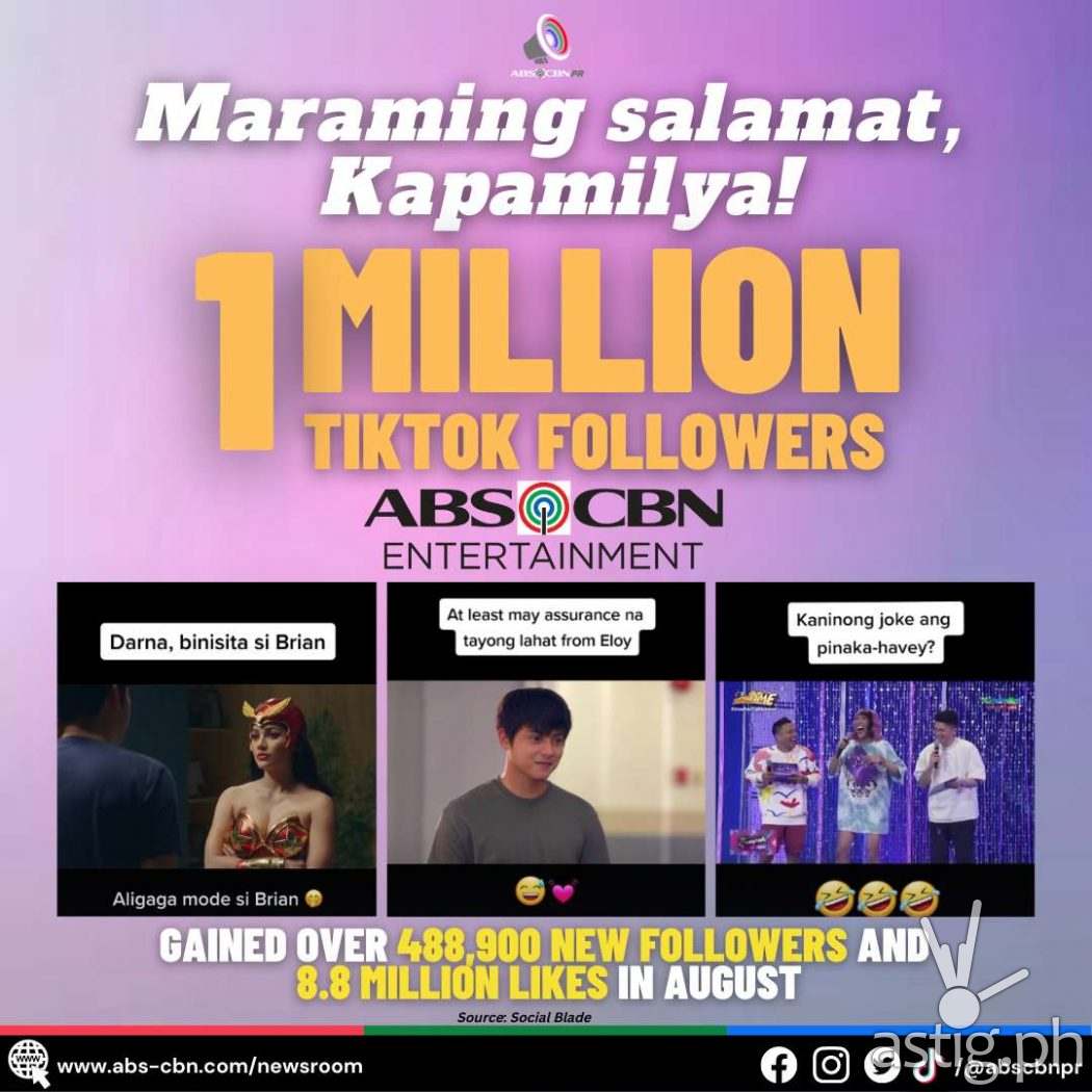 ABS-CBN Entertainment racks up 1 million TikTok followers – ASTIG: Philippine News & Reviews