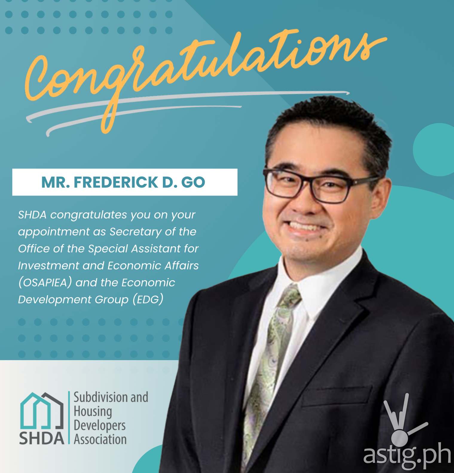SHDA Warmly Welcomes the Appointment of Mr. Frederick D. Go as Head of ...